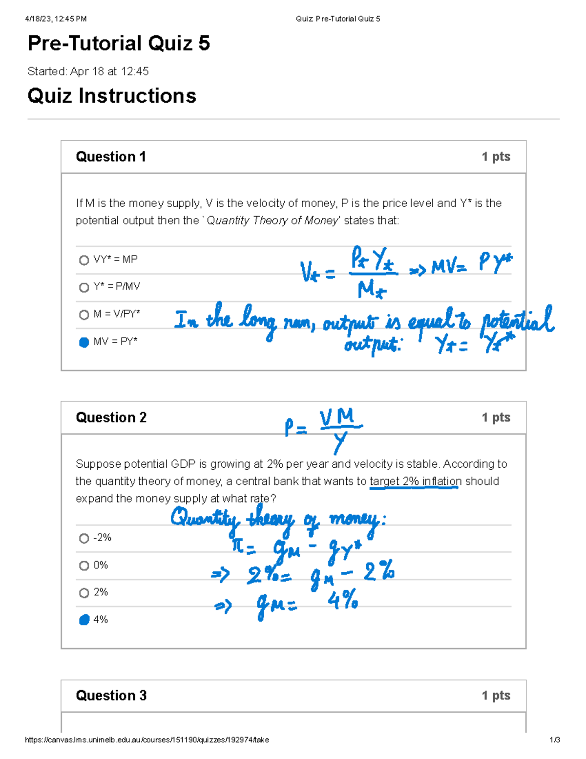 Quiz Pre-Tutorial Quiz 5 - lms.unimelb.edu/courses/151190/quizzes ...
