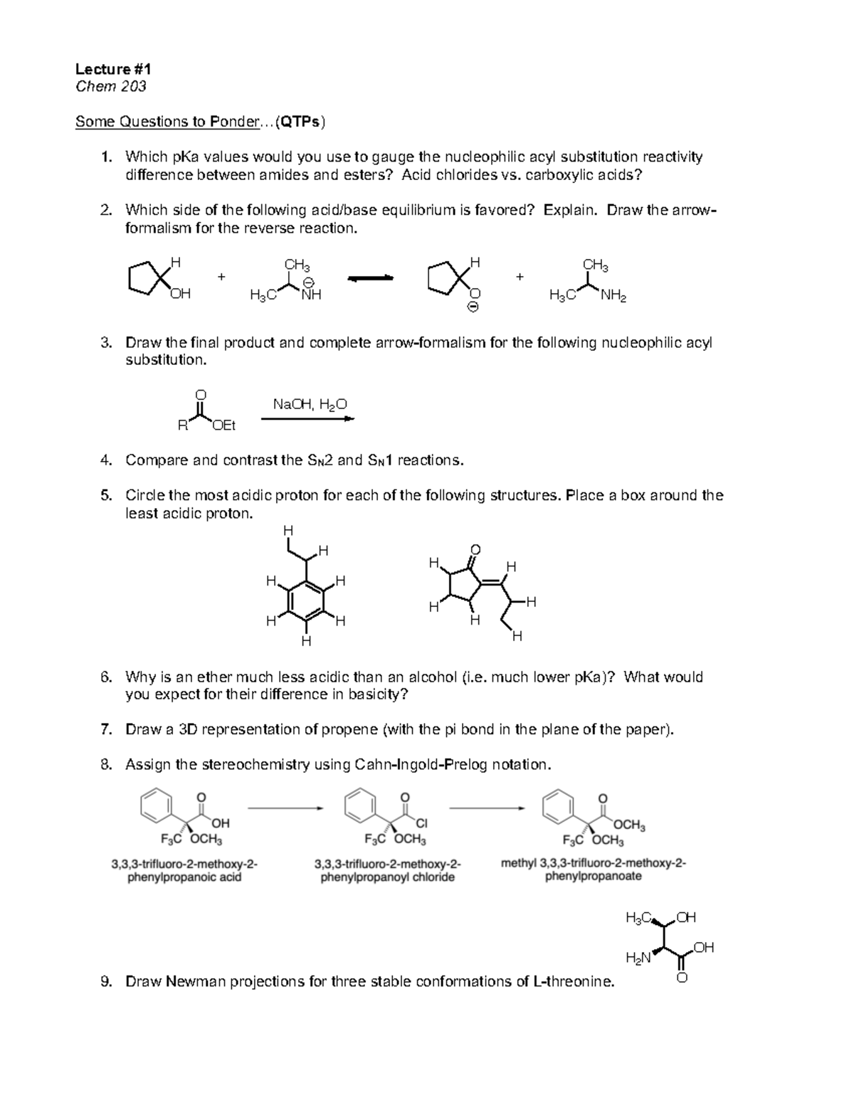 203 Lecture mid1 QTP - this is Chem 203 OYO #3 KEY.pdf - Lecture Chem 203 Some Questions to ...