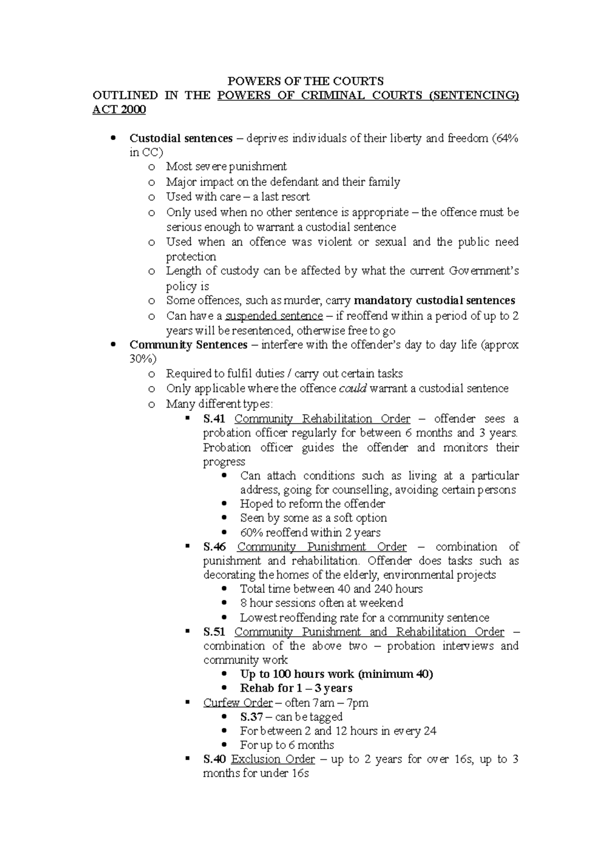 Powers of the Courts - POWERS OF THE COURTS OUTLINED IN THE POWERS OF ...