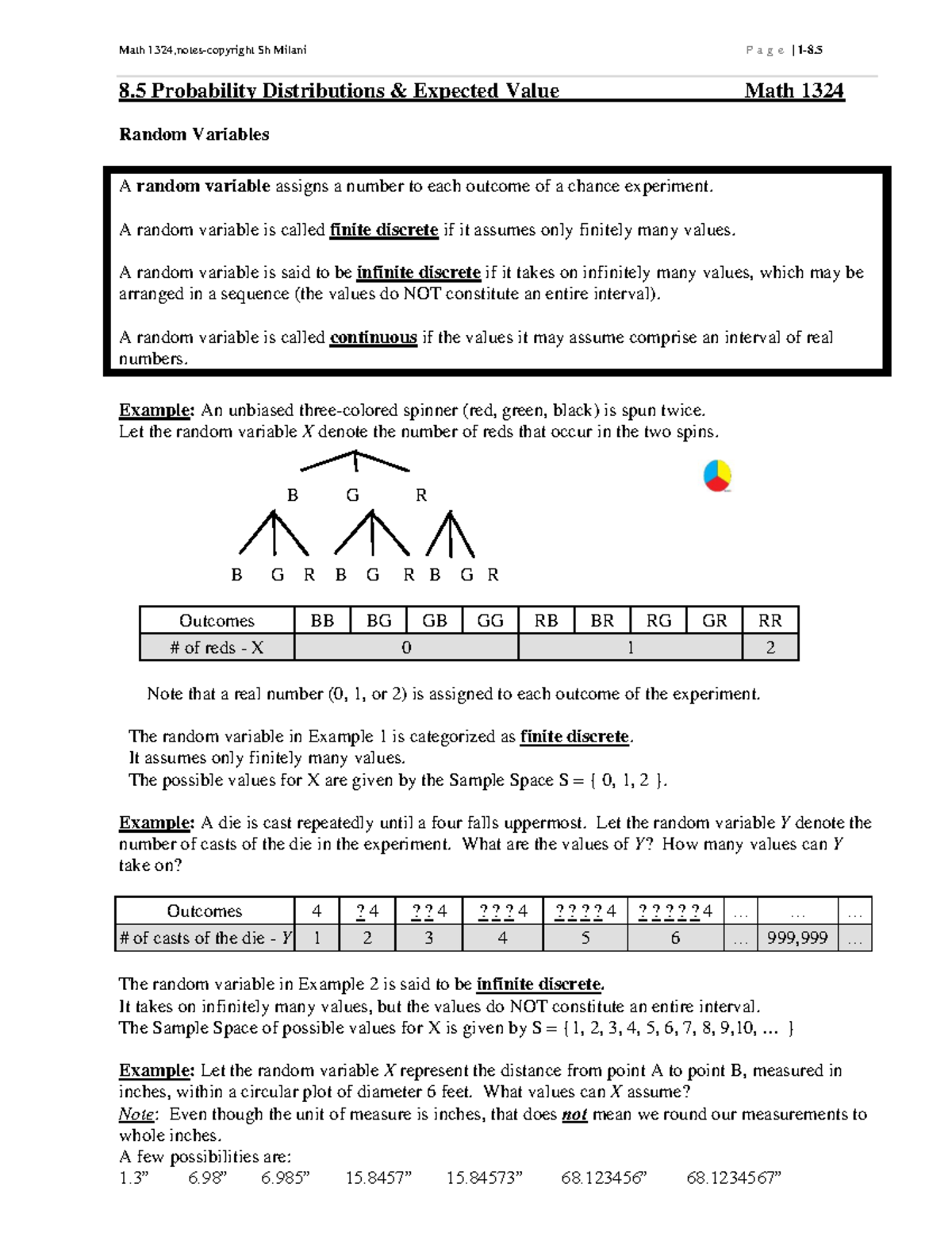 Math 1324-P35 8.5 Notes - 8 Probability Distributions & Expected Value ...