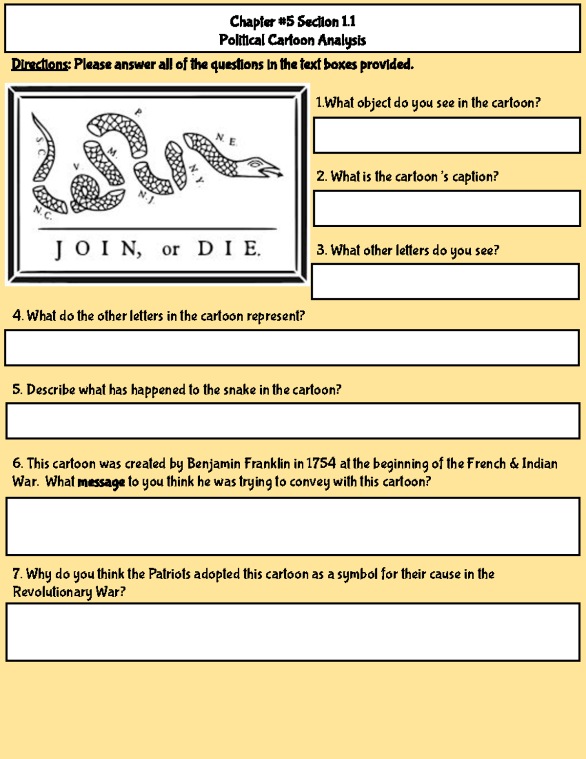 American Revolution - Join, or Die Political Cartoon Analysis ...