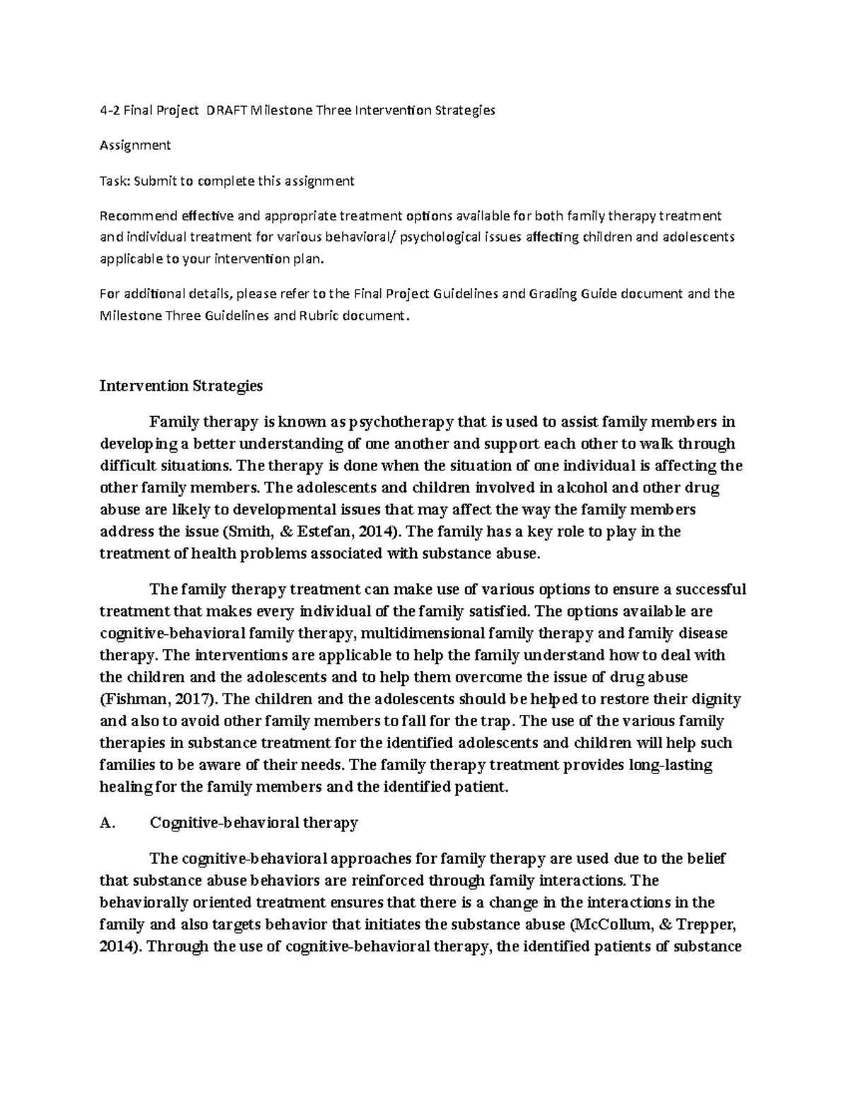 4 2 final project draft milestone three intervention strategies - 4-2 Final Project DRAFT ...
