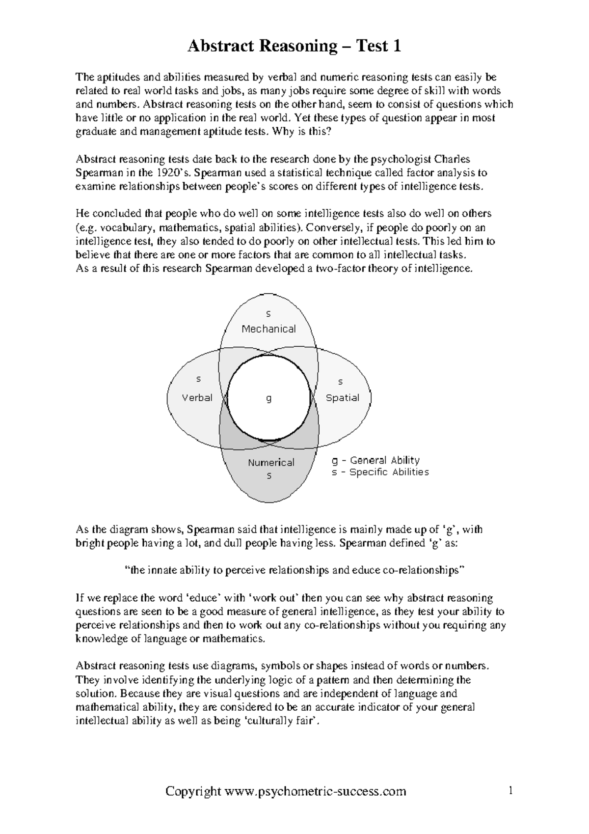 Abstract Reasoning 1 - The aptitudes and abilities measured by verbal ...