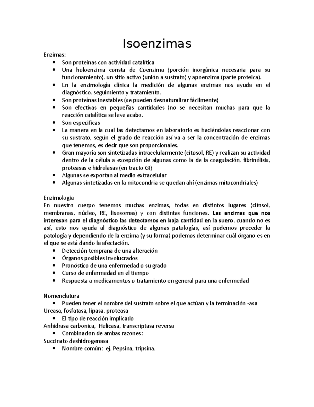 Isoenzimas BQC Resumen - Isoenzimas Enzimas: Son con actividad Una ...