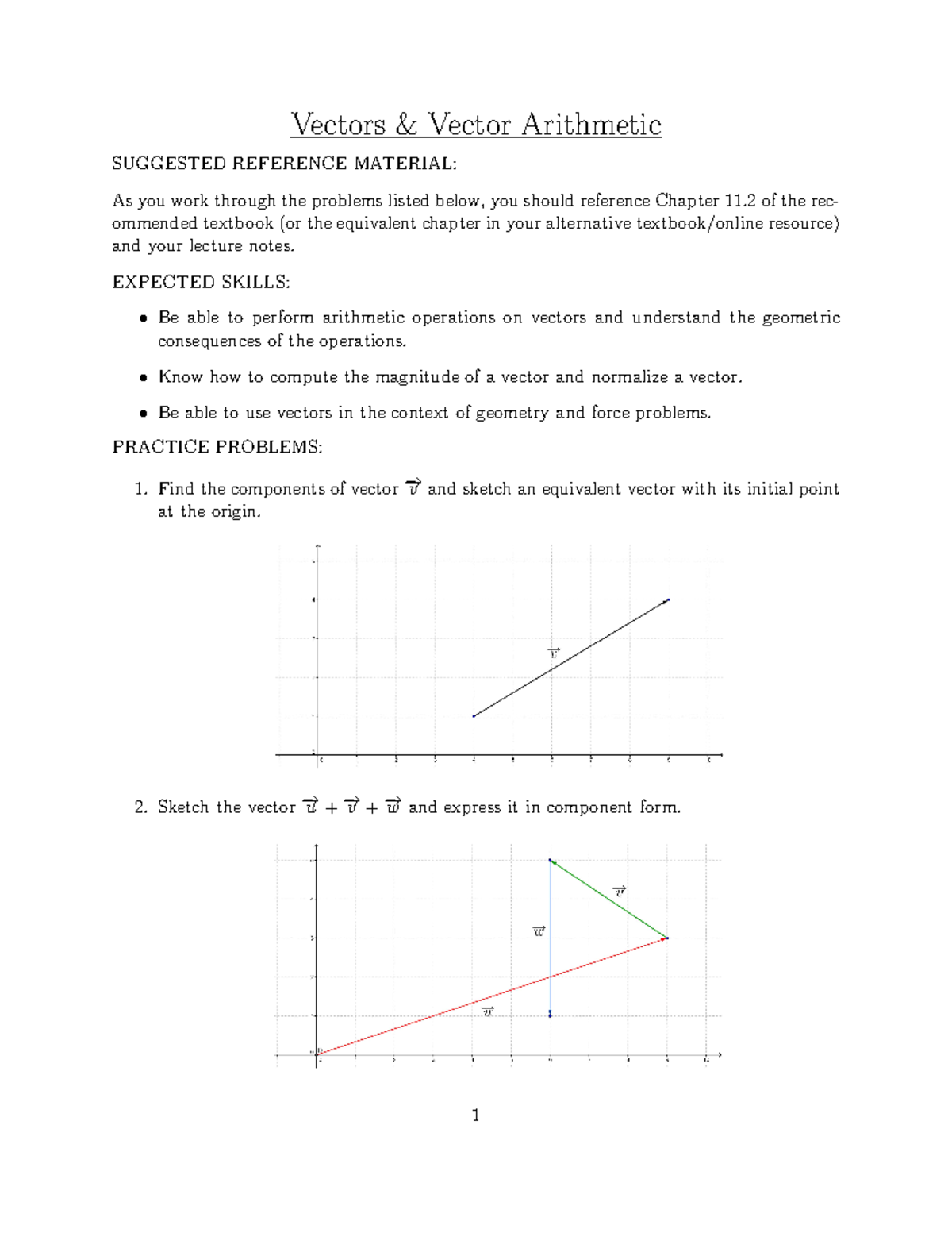 Homework 11 - Vectors & Vector Arithmetic SUGGESTED REFERENCE MATERIAL ...