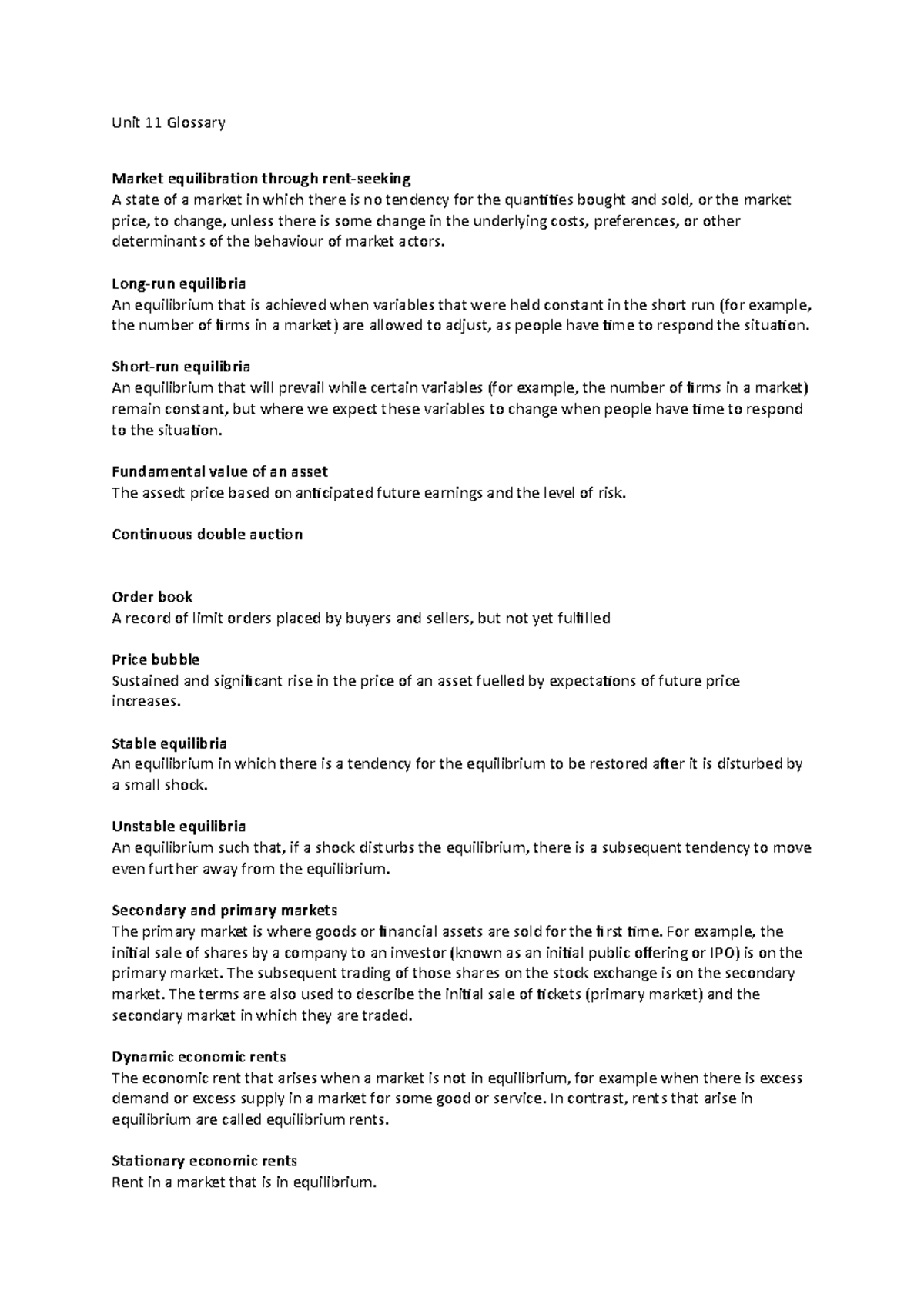 Unit 11 Glossary - definitions - The Economy: Economics for a Changing ...