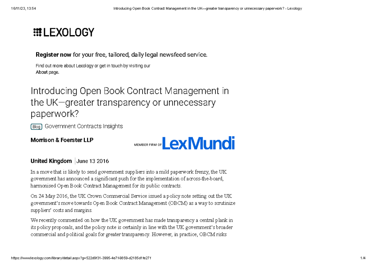 Introducing Open Book Contract Management in the UK—greater ...