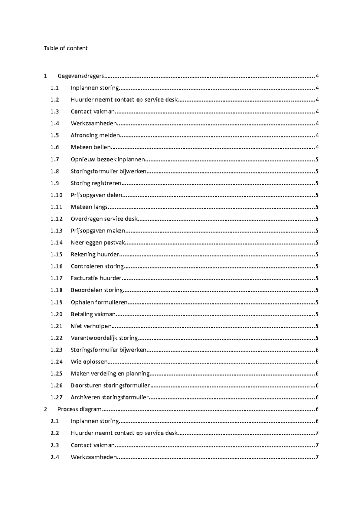 Table of contents vazzgoed - Table of content This is a simple example ...