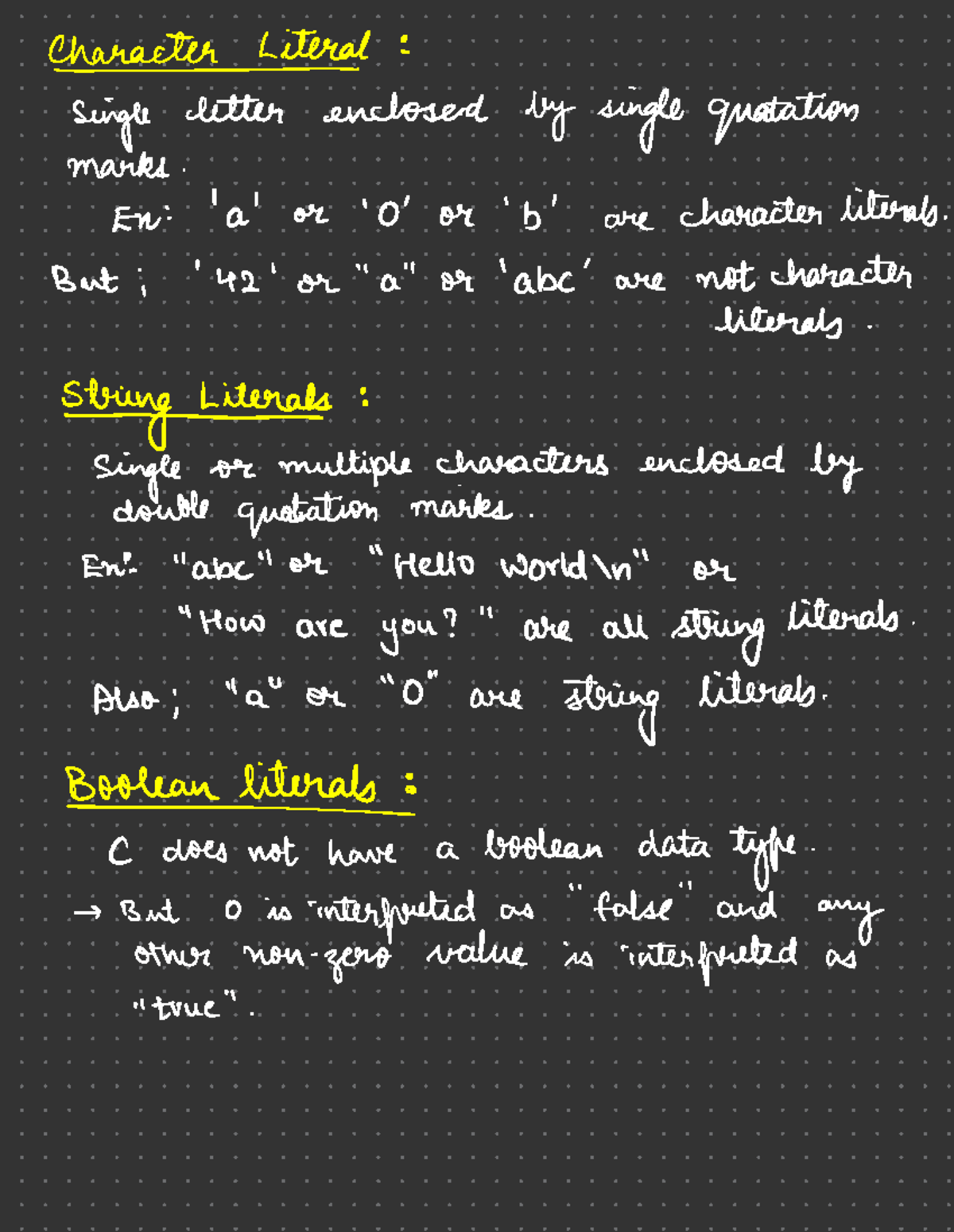 Intro to C - 2 - Mark Eramian - Character Literal : single letter ...