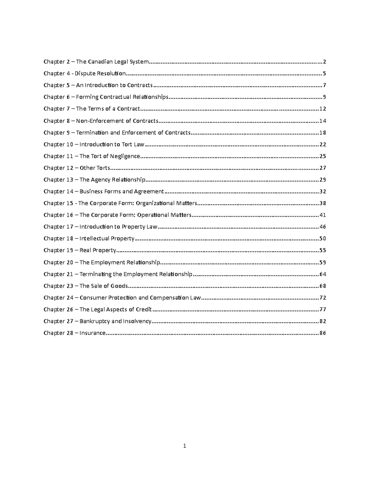 B-Law Notes - Summary Business Law - Chapter 2 – The Canadian Legal ...