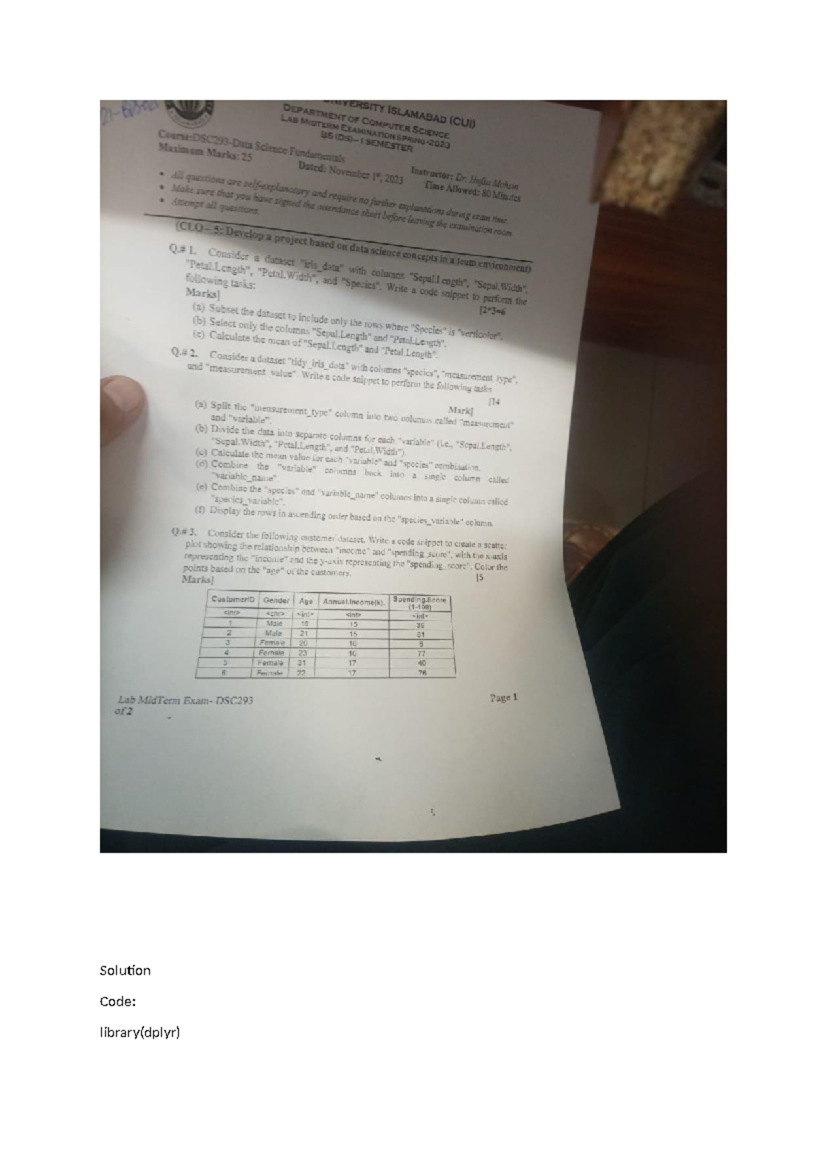 Lab Mid Of Data Science Fundamentals Solution Code Librarydplyr