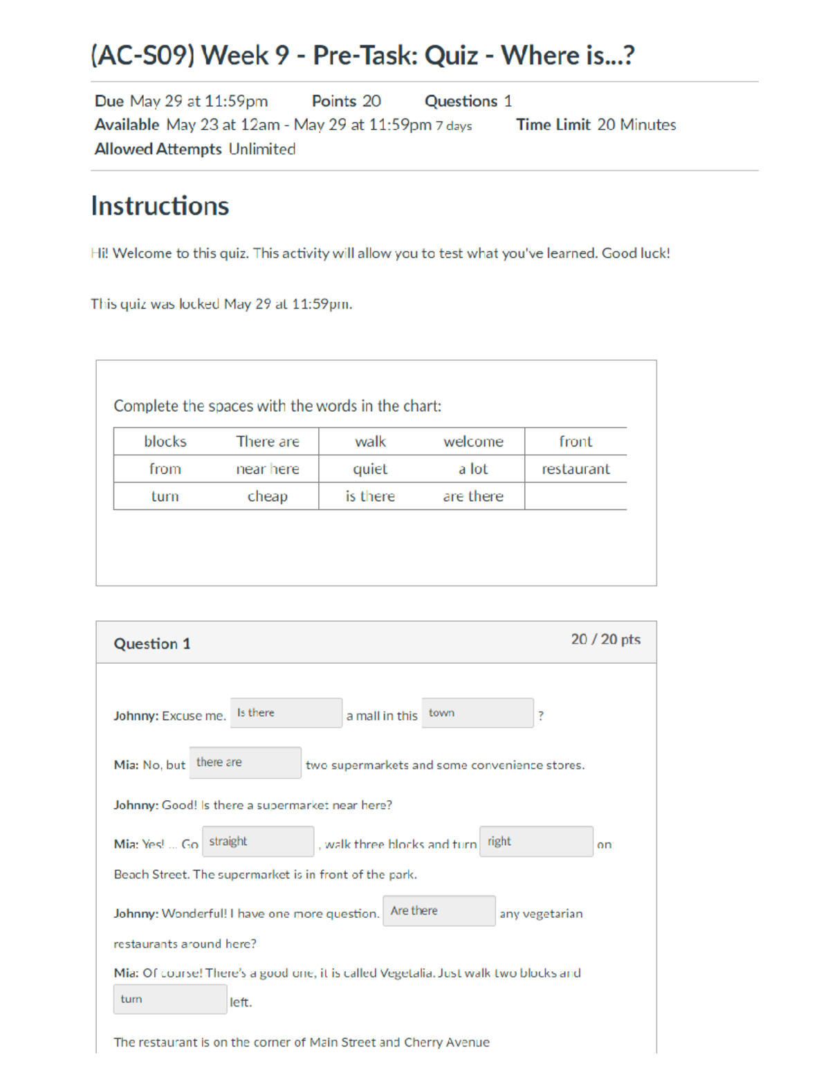 Week 9 - Pre-Task Quiz - Where is...-Ingles 2- Resolución - Ingles II - Studocu