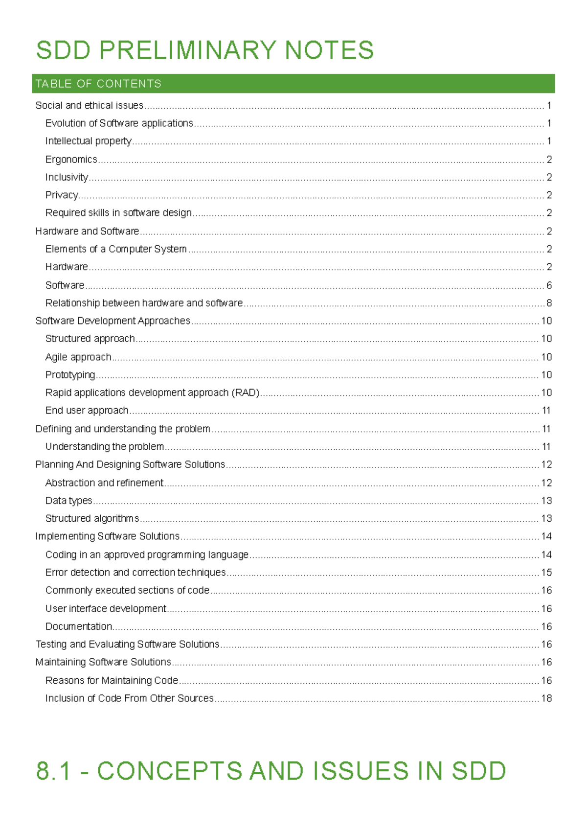 SDD Preliminary Notes - SDD PRELIMINARY NOTES Social and ethical - Studocu