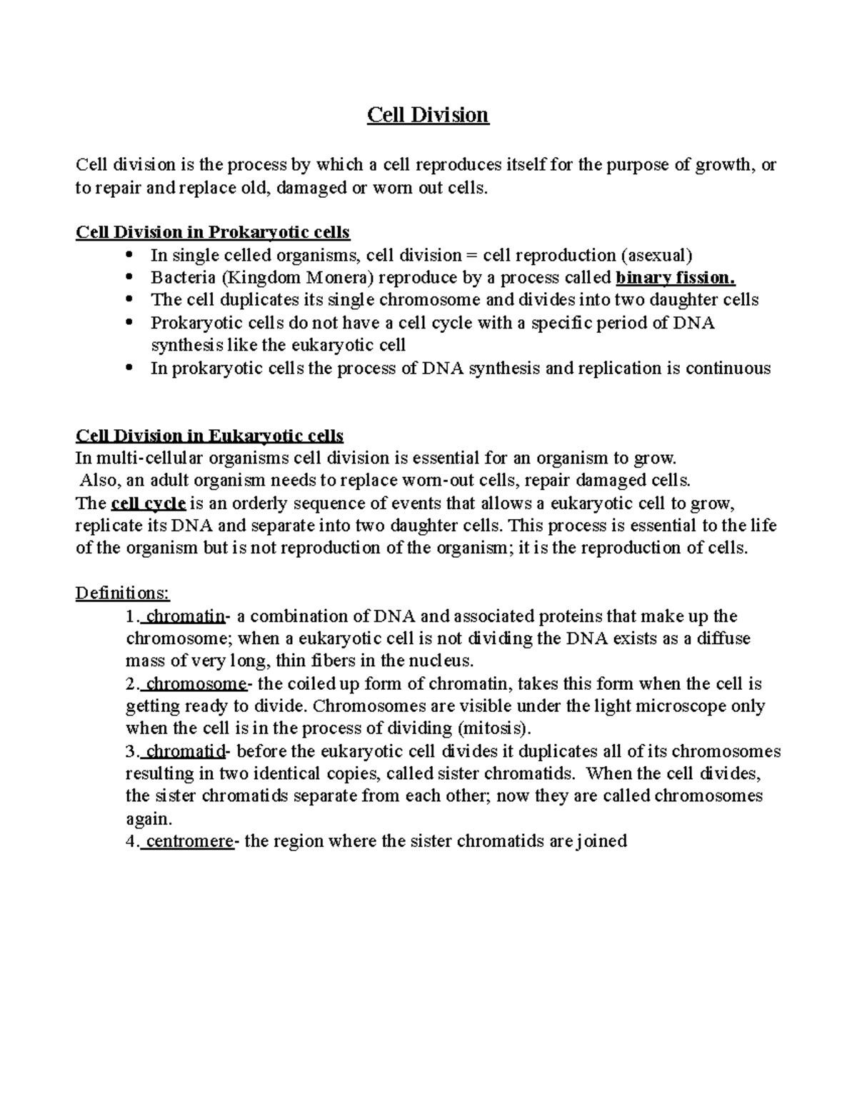 Cell Division - BIOL101 LAB Maria Judice - Cell Division Cell division ...