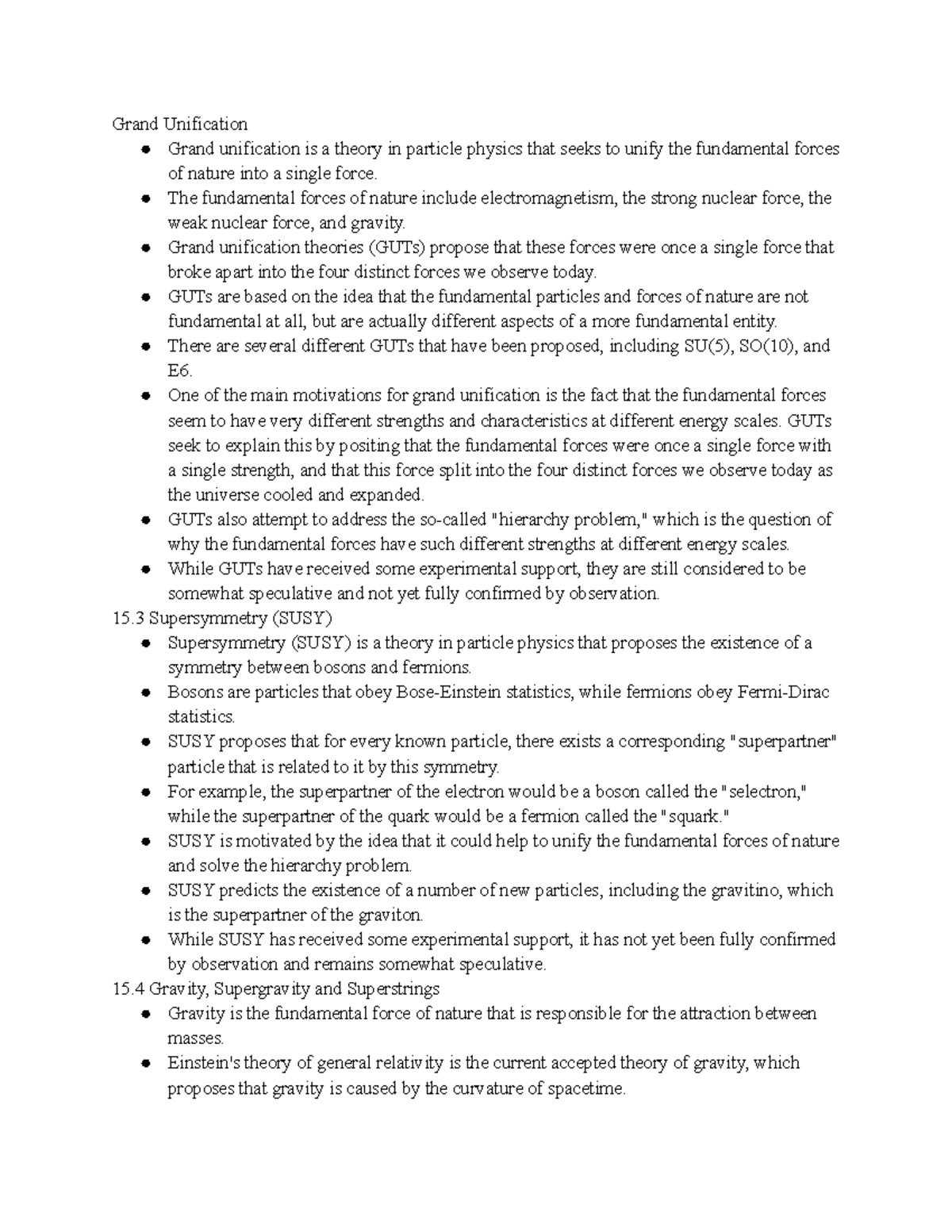 Chapter 16.2 Notes - Grand Unification Grand unification is a theory in ...