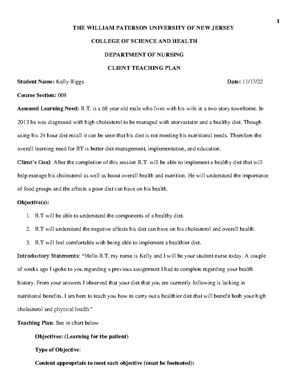 Teaching Plan - Tagged - THE WILLIAM PATERSON UNIVERSITY OF NEW JERSEY ...