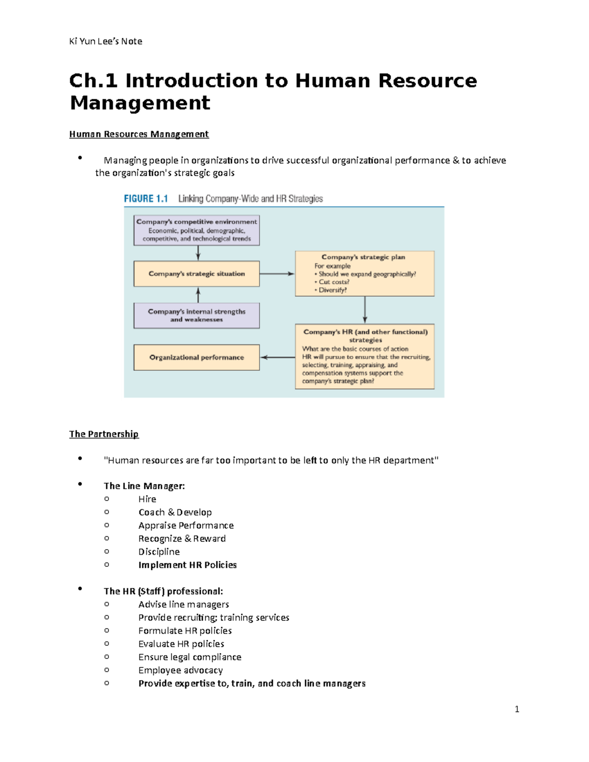 HRMG Finals - Lecture notes 1-20 - Ki Yun Lee’s Note Ch Introduction to ...