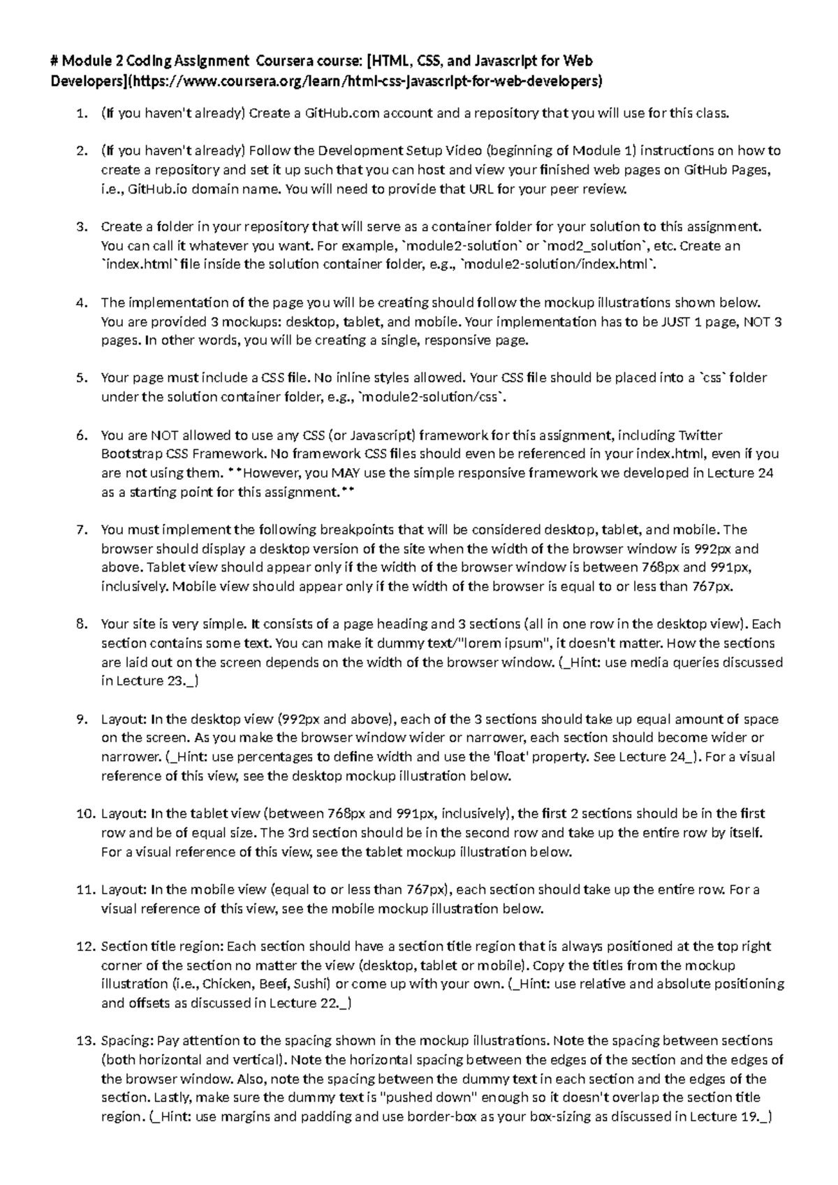 Module 2 Coding Assignment Coursera course - (If you haven't already) Create a GitHub account ...