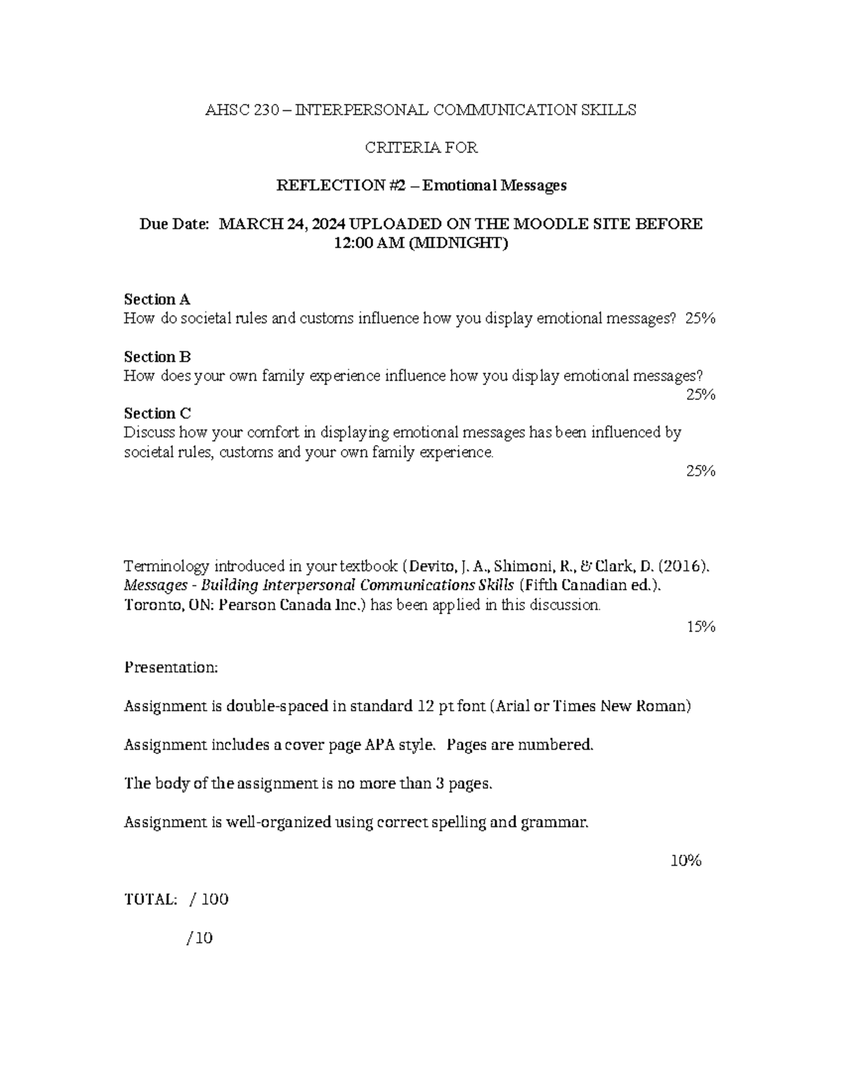 AHSC 230 New Reflection #2 Emotional Messages - AHSC 230 ...