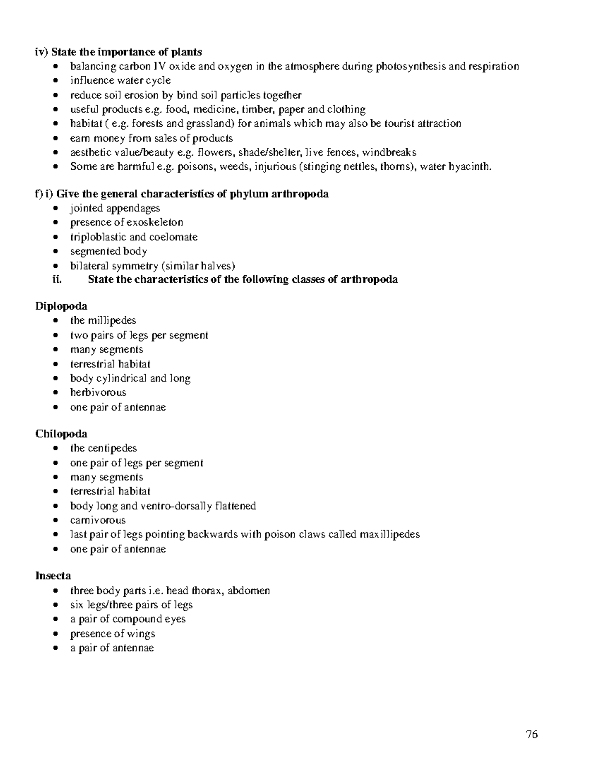 S2-biology-notes-2020 p6 - iv) State the importance of plants balancing ...