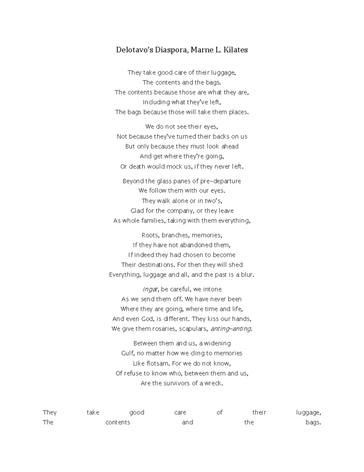 Delotavo's Diaspora - Delotavo’s Diaspora, Marne L. Kilates They take ...