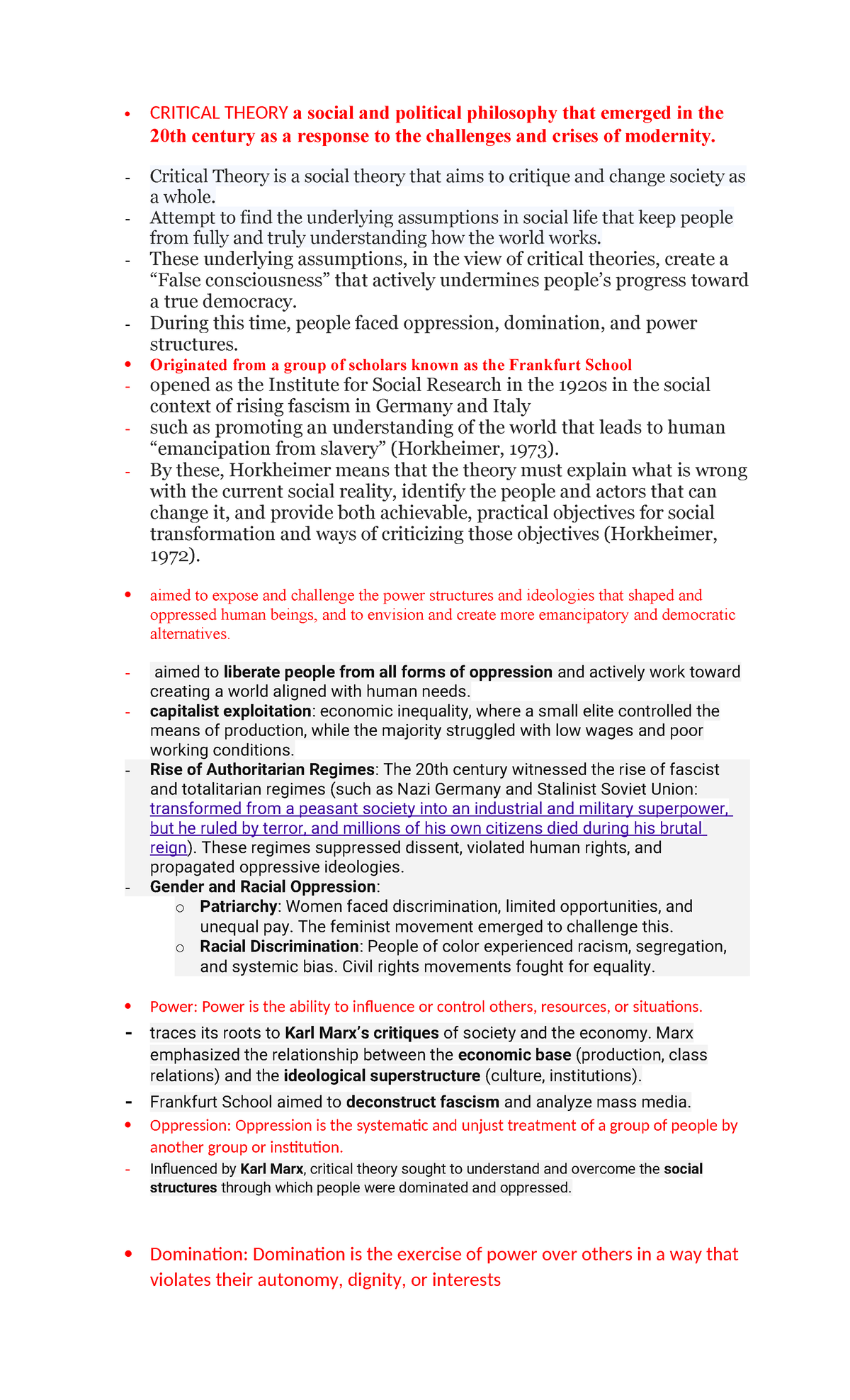 Critical Theory Guide - CRITICAL THEORY a social and political ...