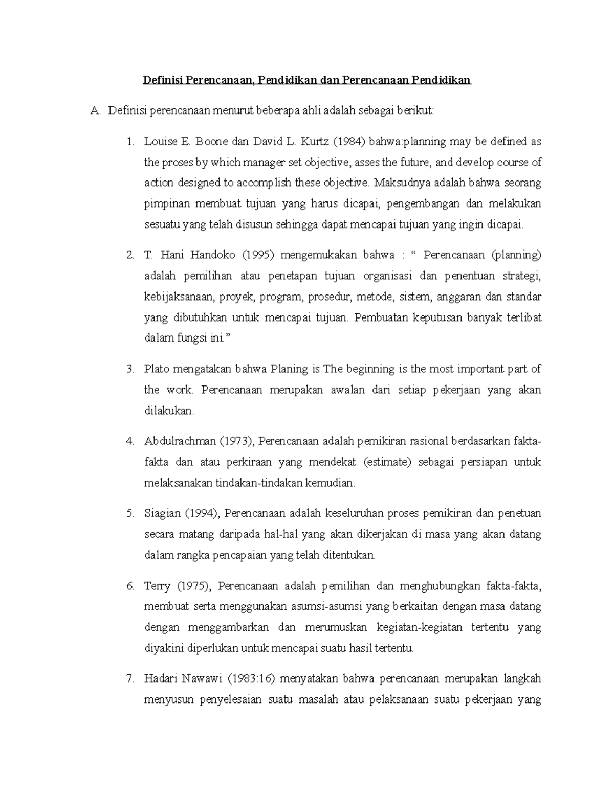 Definisi Perencanaan, Pendidikan dan Perencanaan Pendidikan - Definisi ...