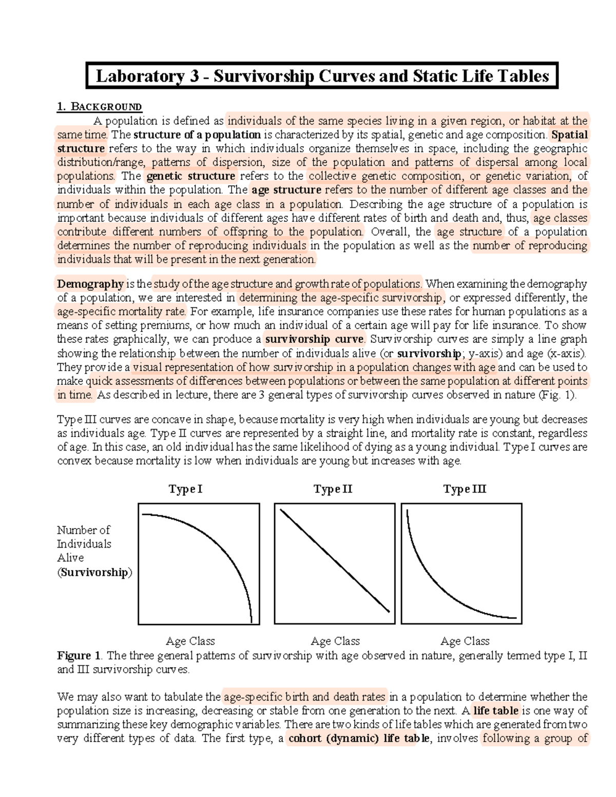 Lab 3 - lab - Laboratory 3 - Survivorship Curves and Static Life Tables ...