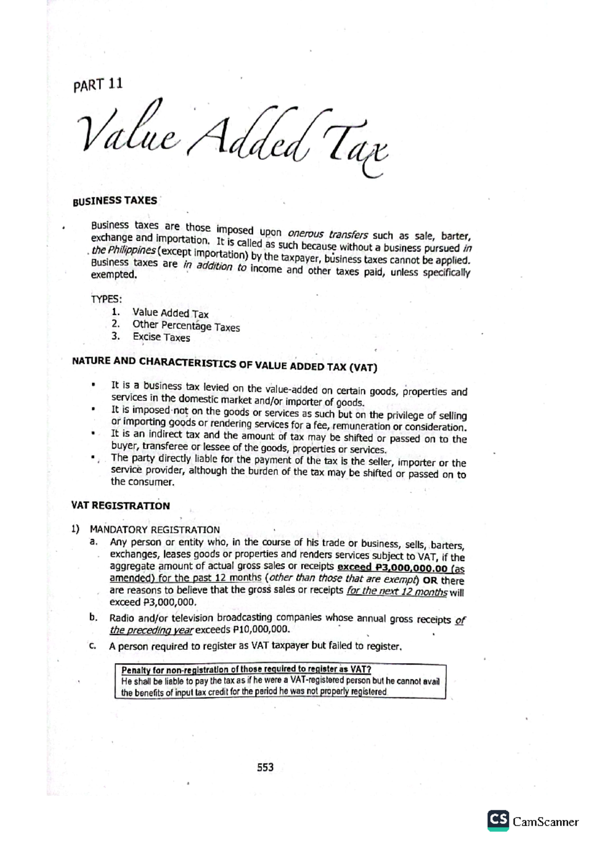 11-VAT - A practice material for VAT - PART 11 Value Added Tax BUSINESS TAXES Business taxes are ...