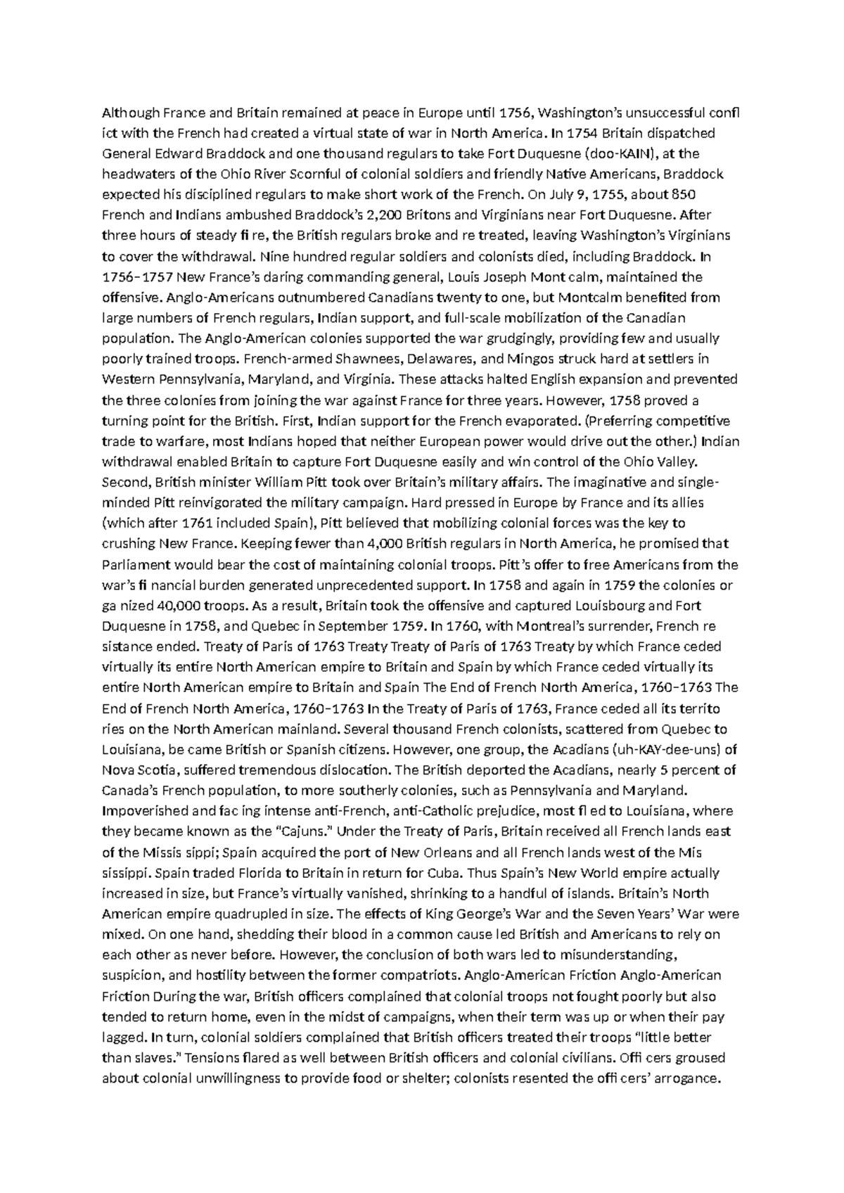 American revolution text - Although France and Britain remained at ...
