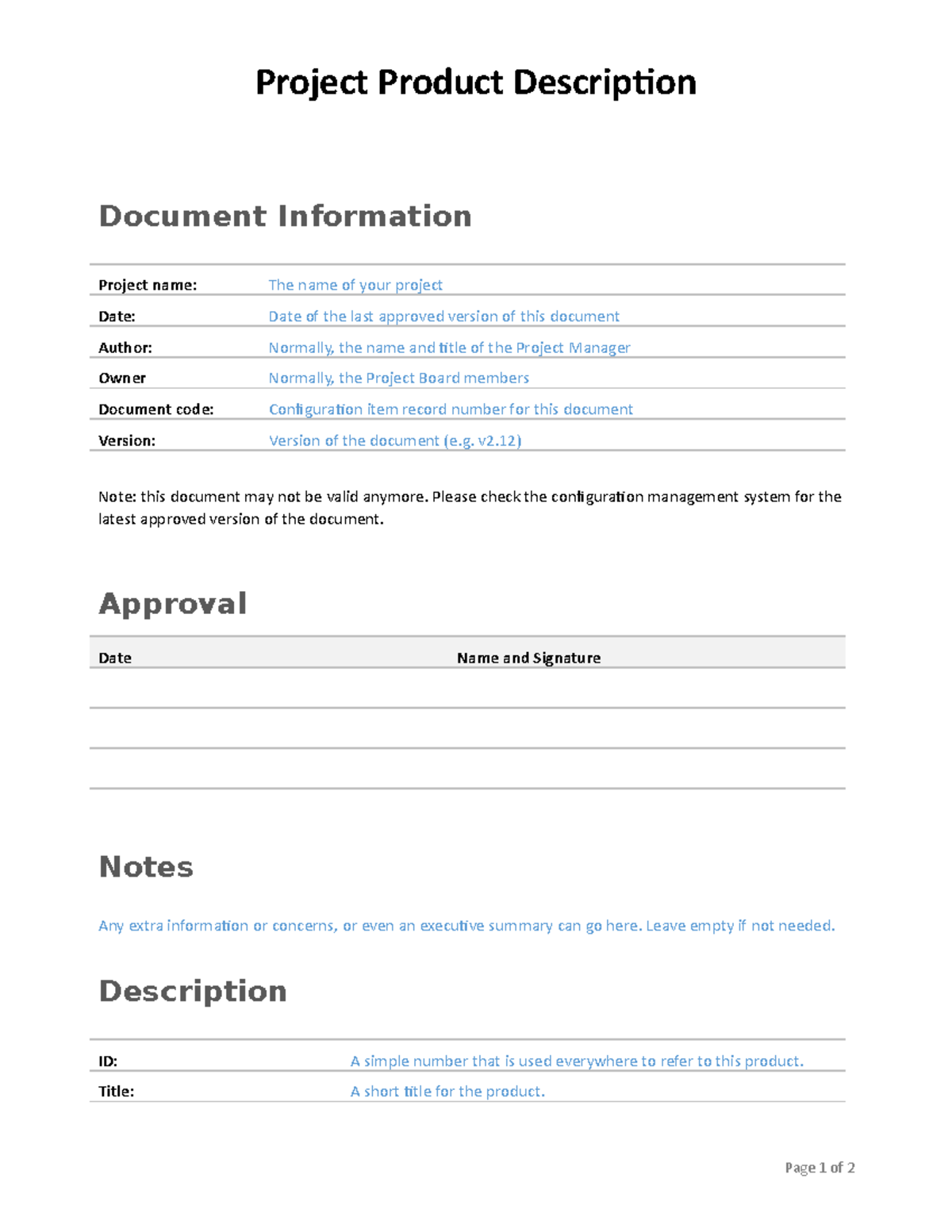 A21 project product description v101 - Project Product Description ...