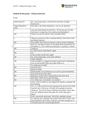 Witness Interview Checklist (002) - CHAPTER 12 Chewing the Fat: Legal ...