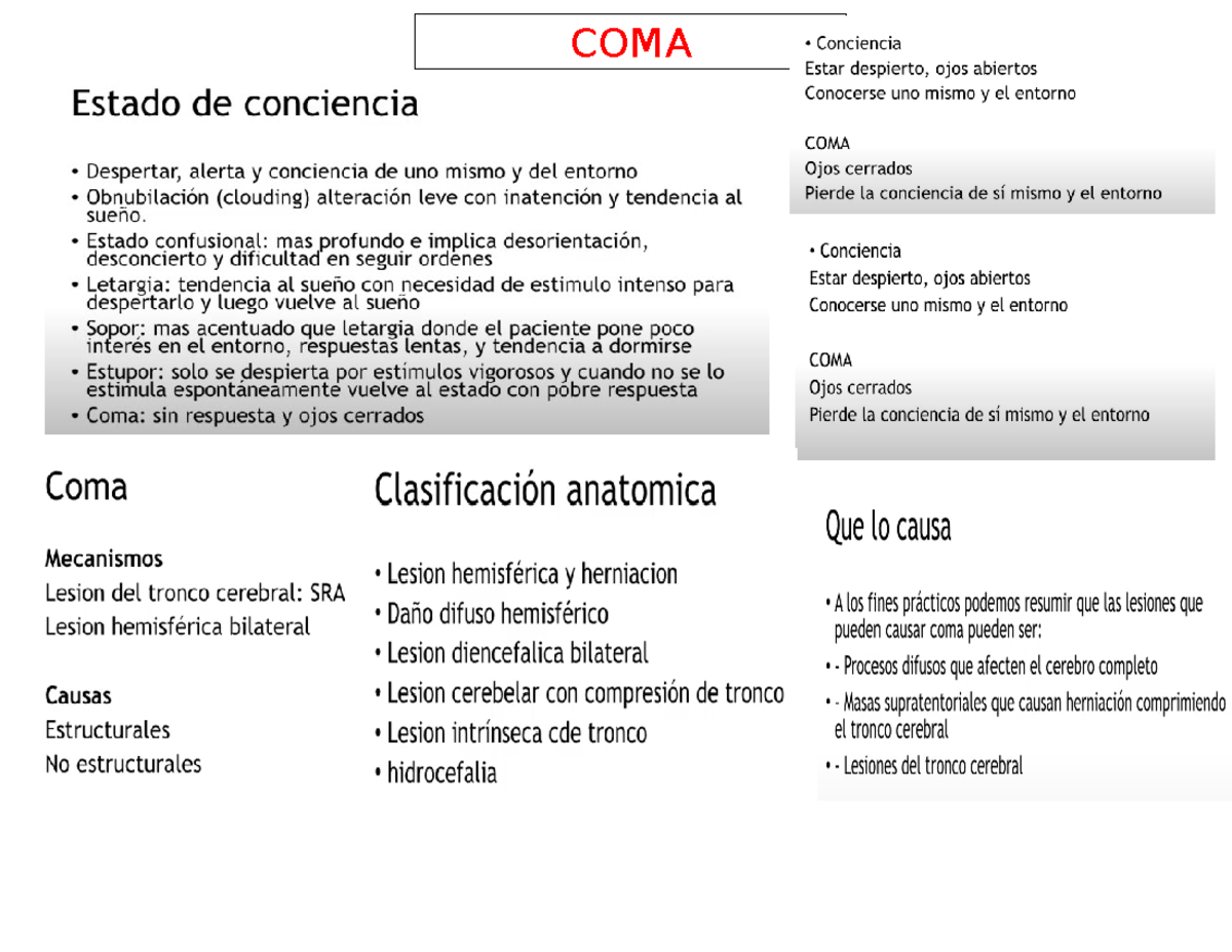 Coma - Ppt. - Clínica Neurológica - COMA - Studocu