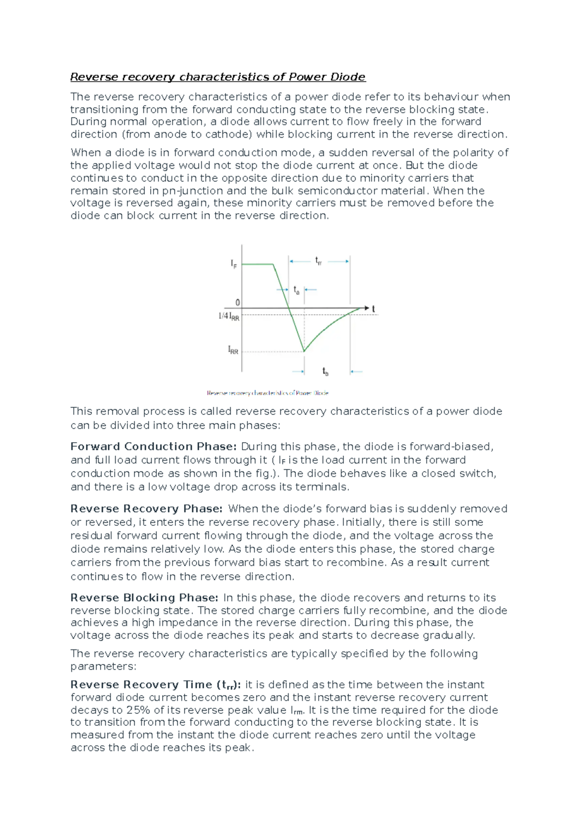 Doc1 - power electronics - Reverse recovery characteristics of Power ...
