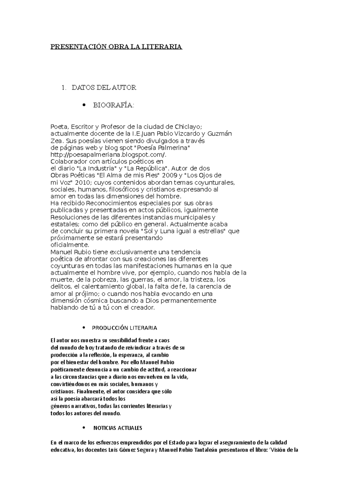 Presentación OBRA LAT Literaria - PRESENTACIÓN OBRA LA LITERARIA 1 ...