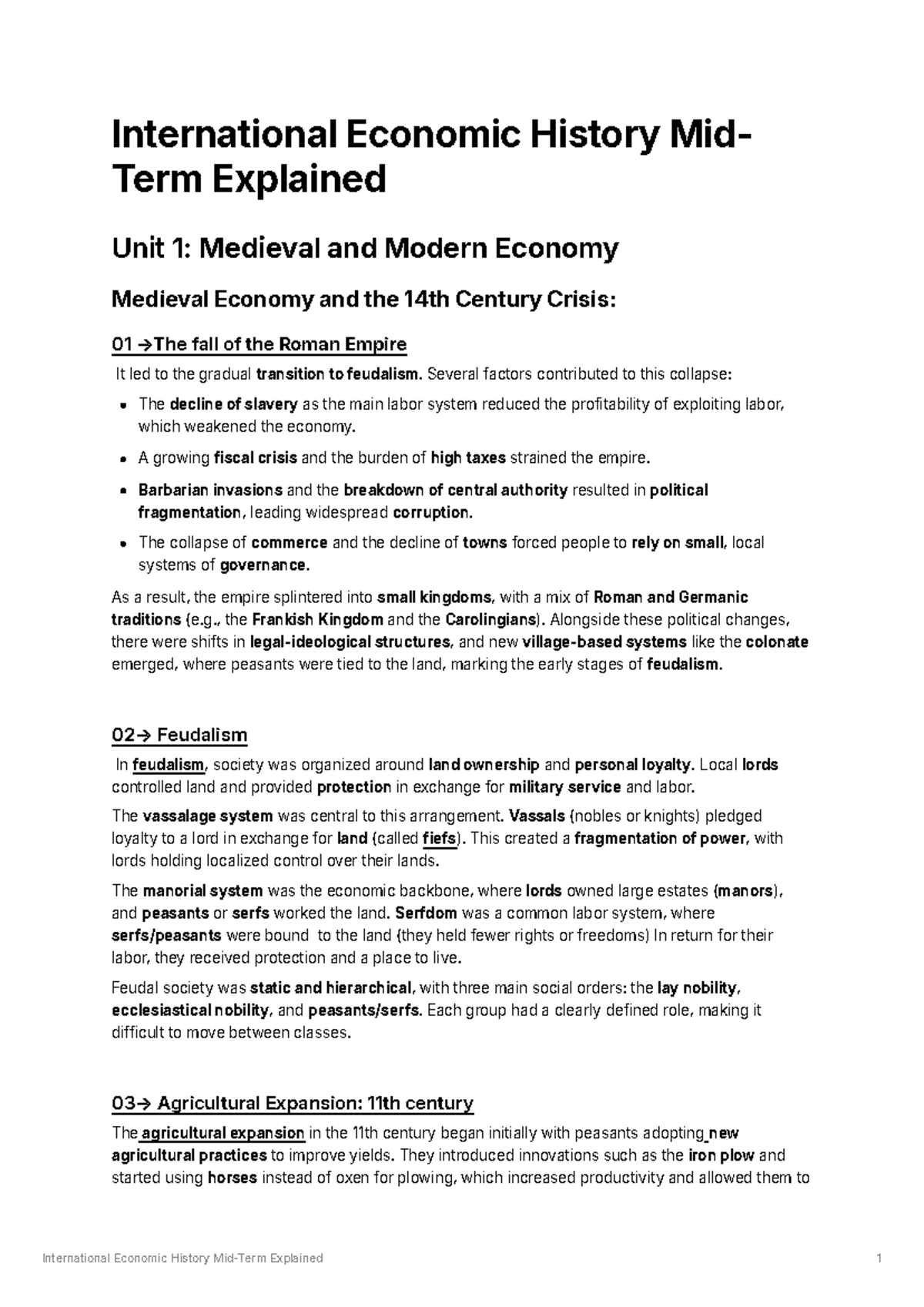 International Economic History Mid Term 1 - International Economic ...
