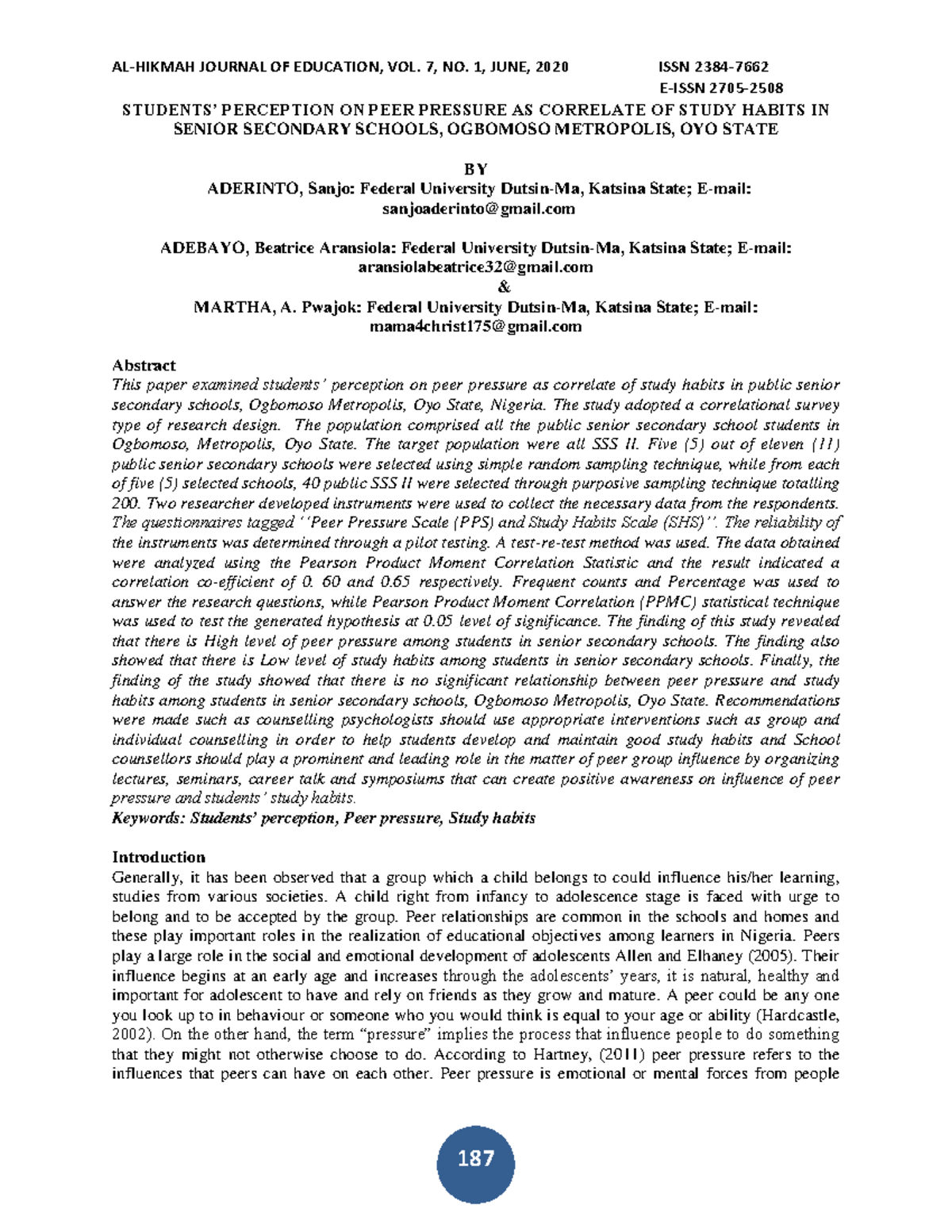 106-Article Text-311-2-10-202006 22 - E-ISSN 2705- STUDENTS’ PERCEPTION ...