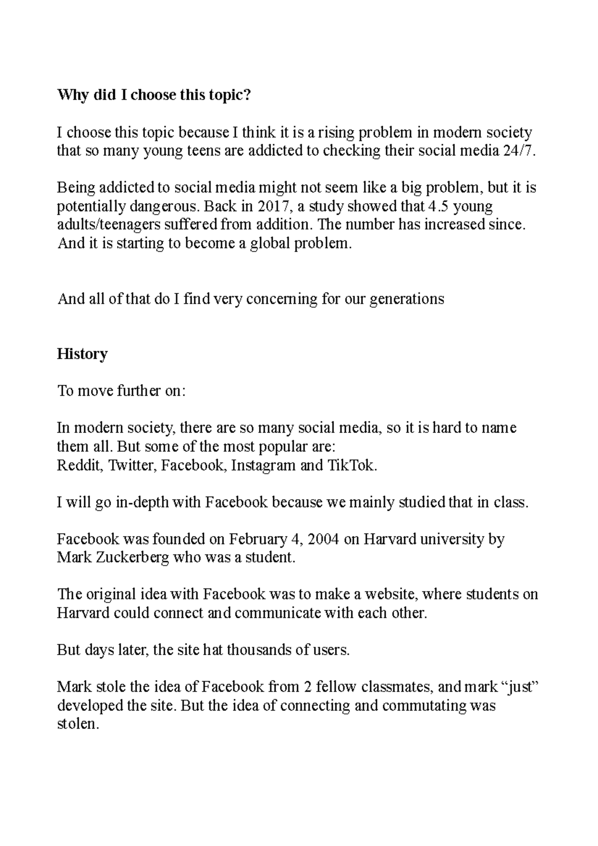 Why did I choose this topic - Being addicted to social media might not ...