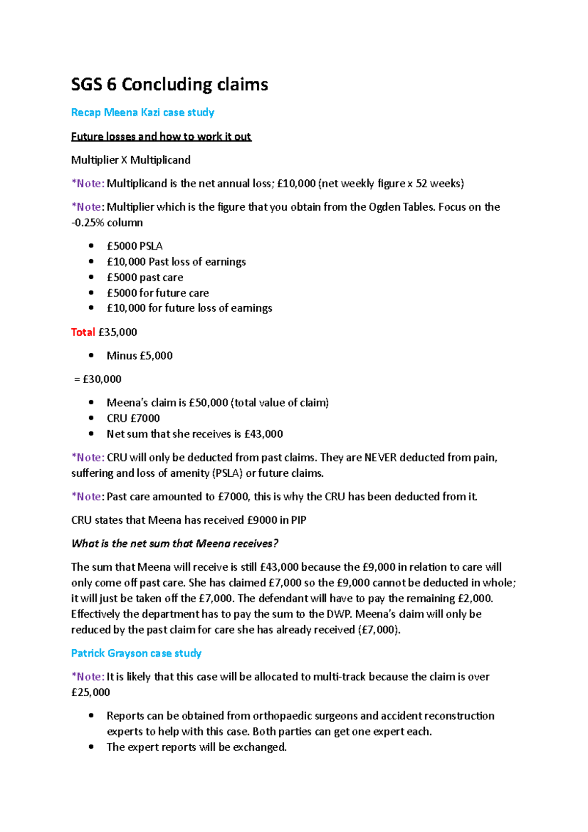 MNPI SGS 6 Concluding claims - SGS 6 Concluding claims Recap Meena Kazi ...