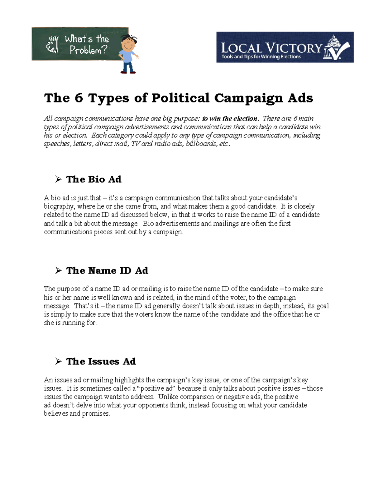 Campaign-Ads Types - political campaigns - The 6 Types of Political ...