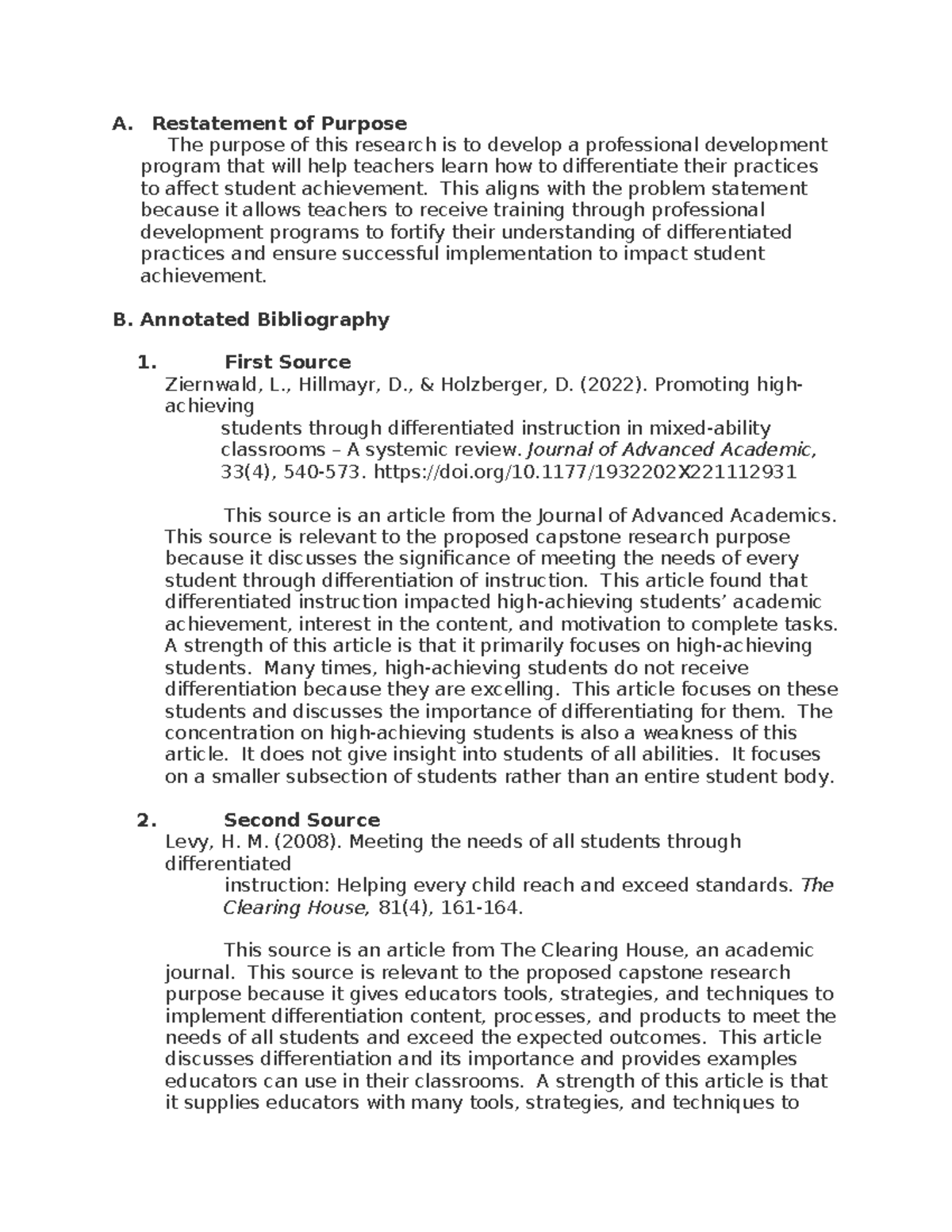 D180 Task 2 - Passed - A. Restatement of Purpose The purpose of this ...