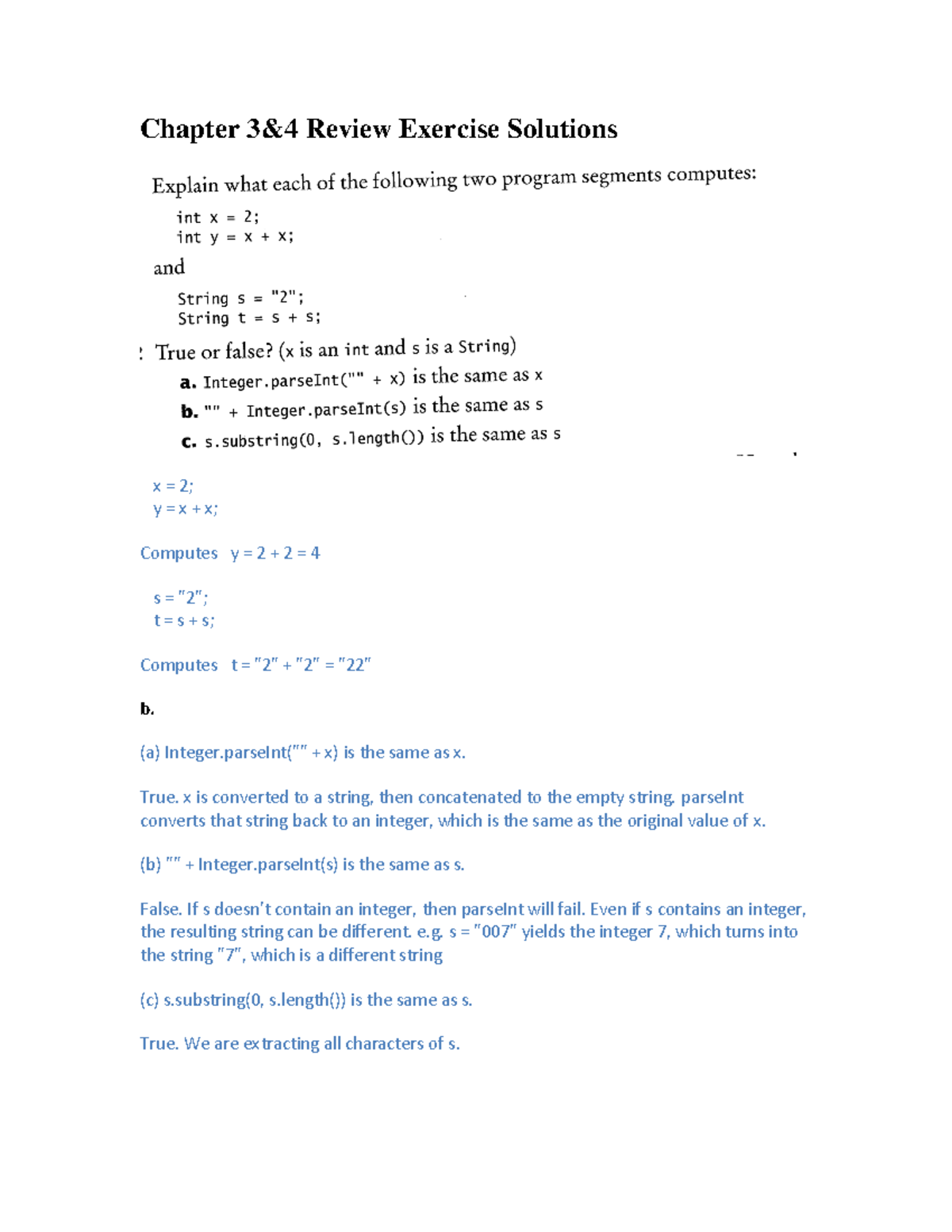 COMP20250 Week2 exercises Chapter 3 4 - Chapter 3&4 Review Exercise ...