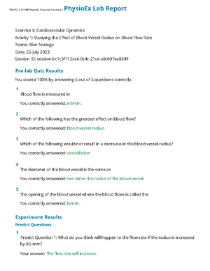 PhysioEx 9.1 Excersize 4: Activity 1 - Name: Alison Lyons Exercise 4 ...