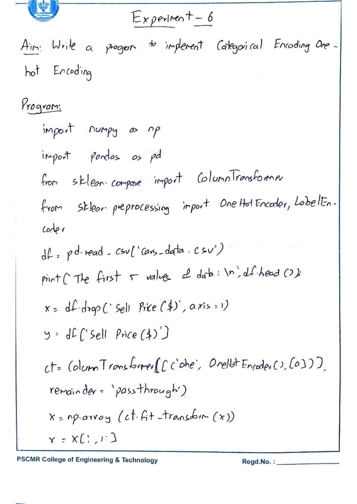 Ml exp 6 to 9 - Cuc8g8g - Computer Networks - Studocu