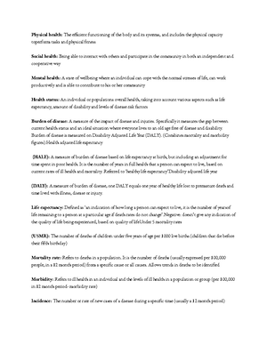 Health Glossar - atar notes - Physical health: The ecient functioning ...