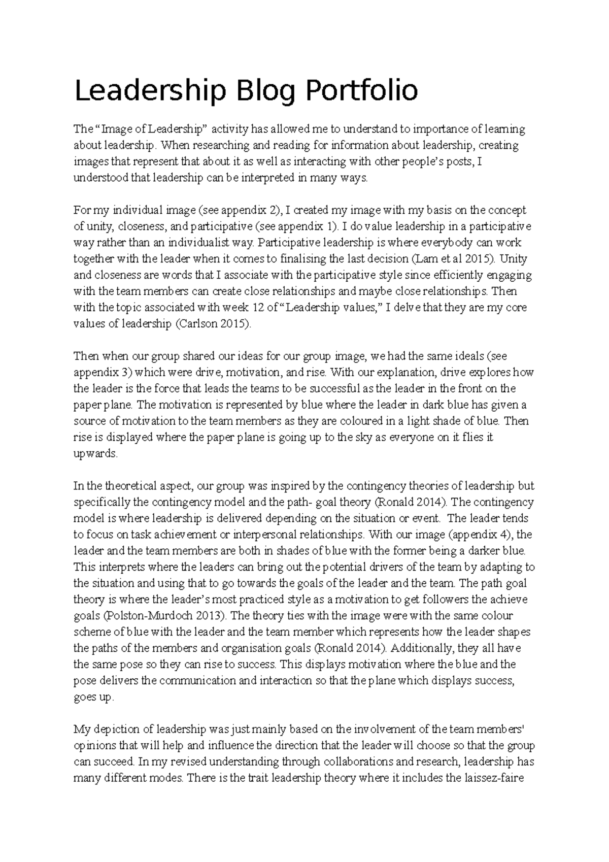 Leadership Blog Reflection - 200863 - UWS - Studocu