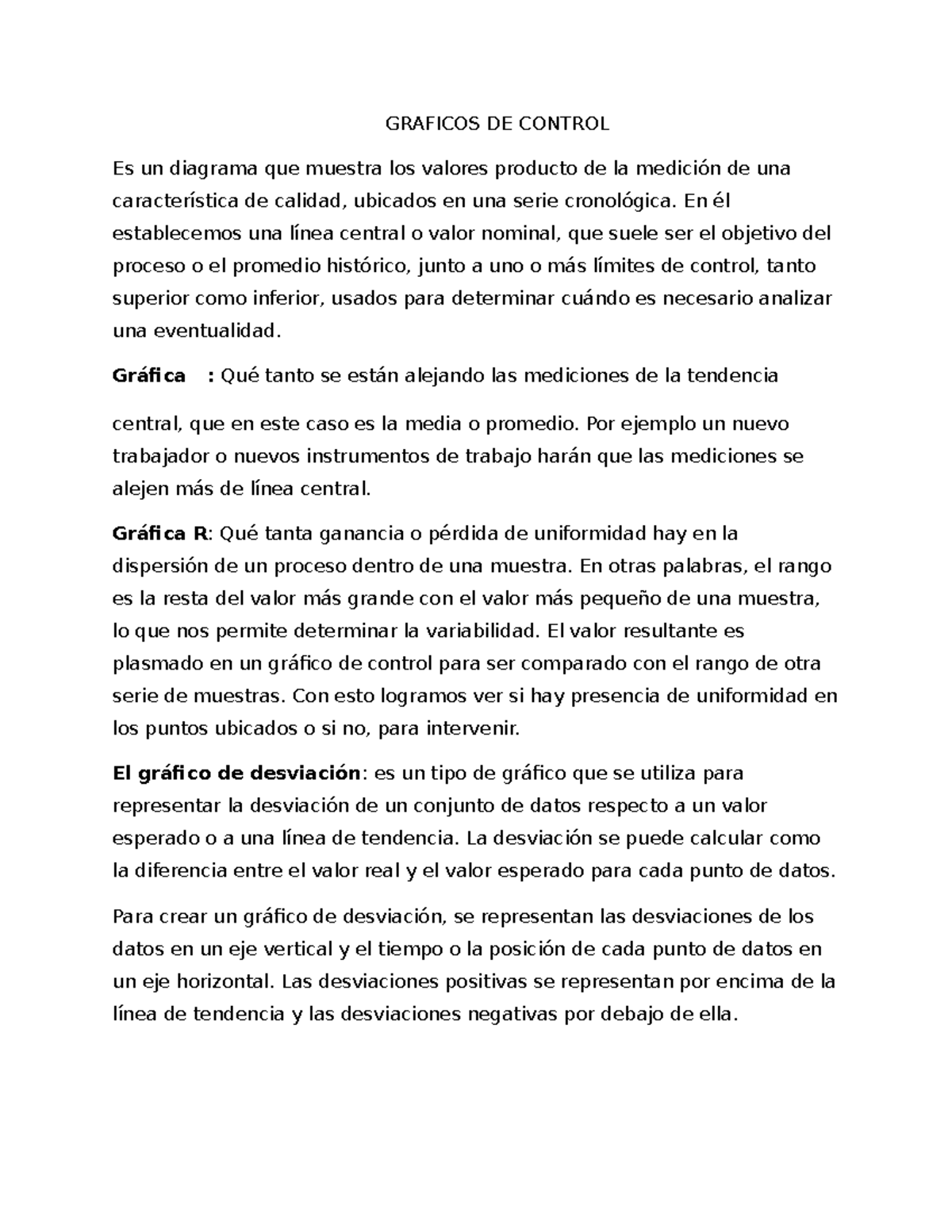 Graficos DE Control - ewfef - GRAFICOS DE CONTROL Es un diagrama que ...