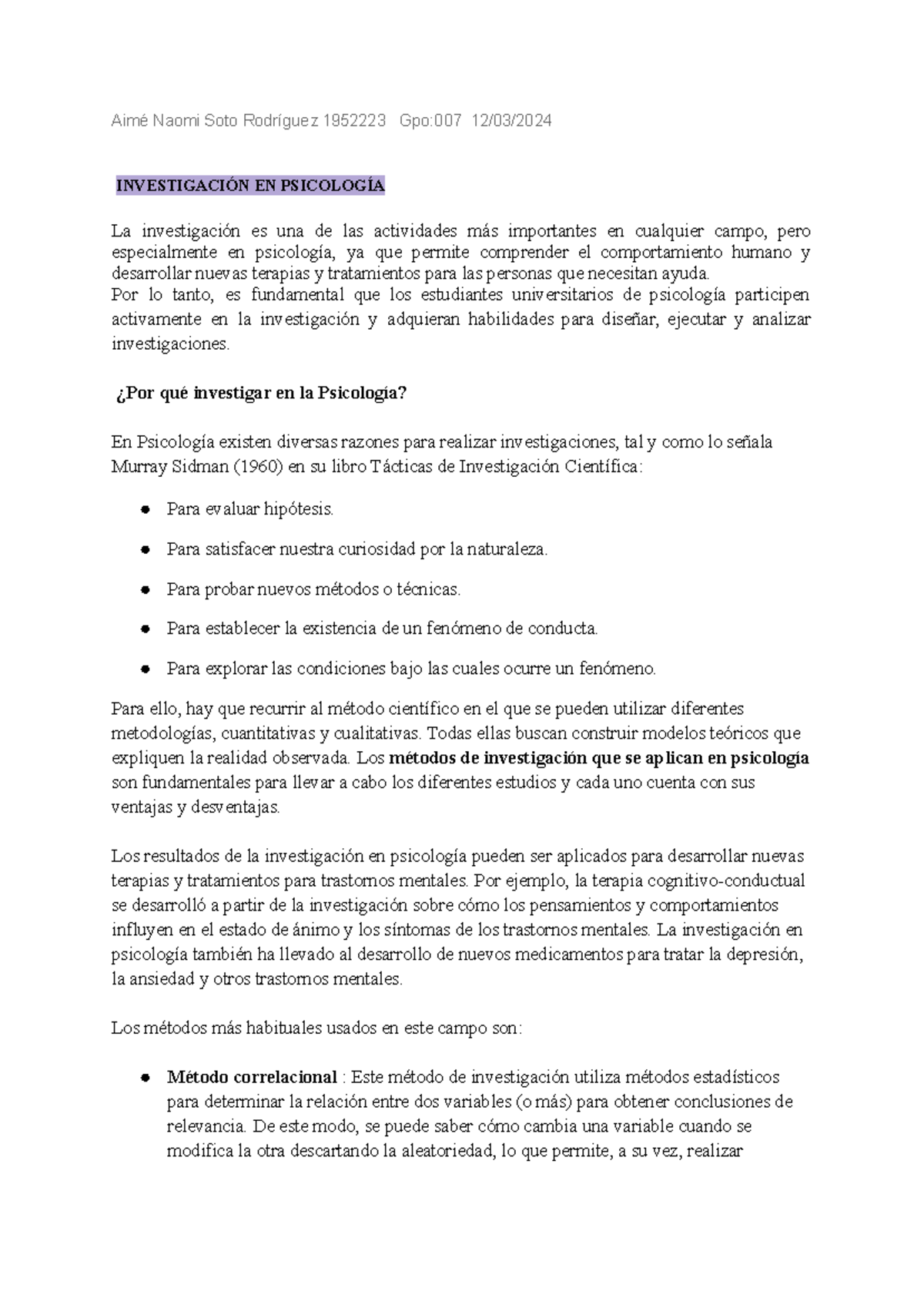Métodos de investigación en psicología - Aimé Naomi Soto Rodríguez ...