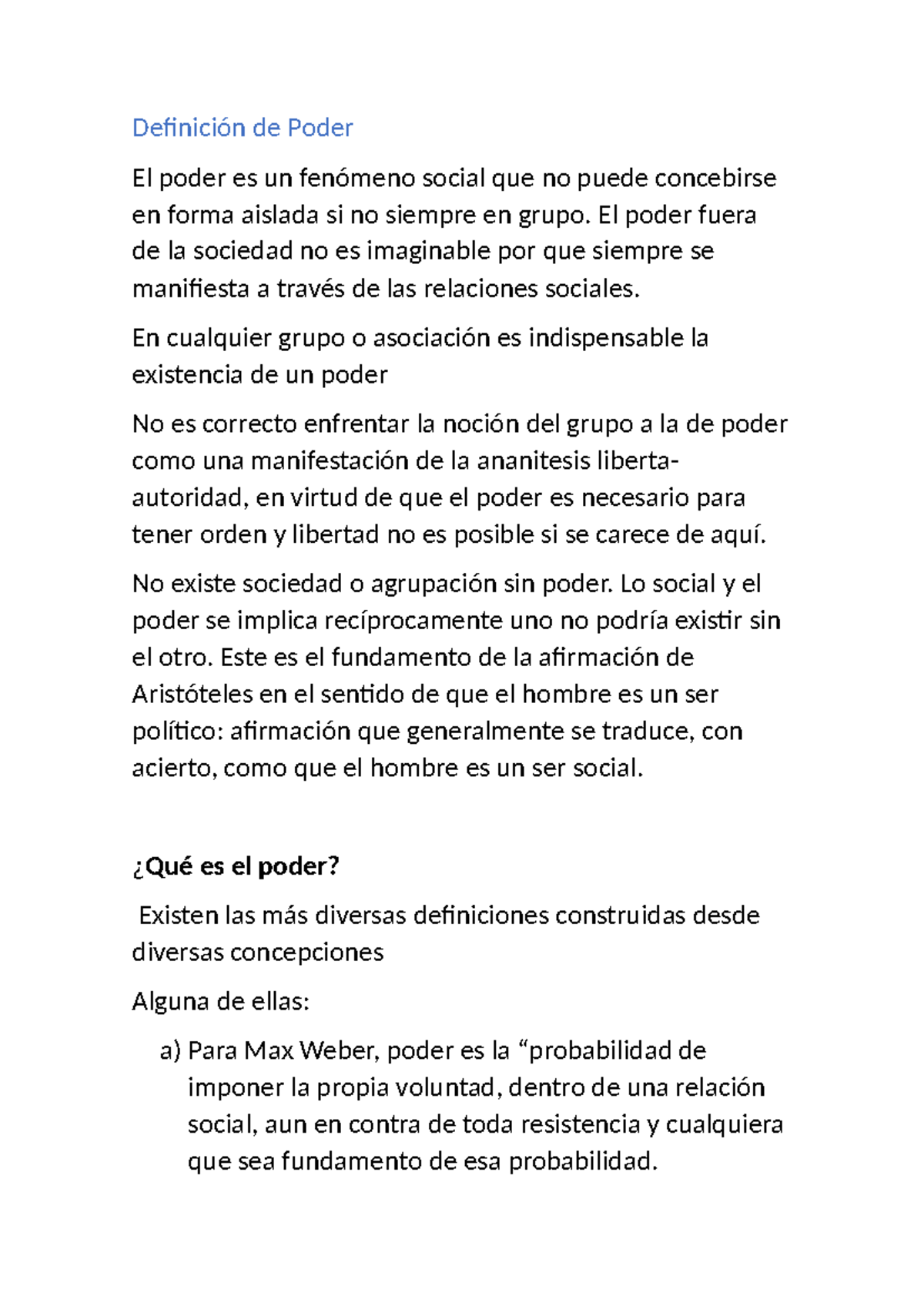 Definición de Poder - Definición de Poder El poder es un fenómeno ...