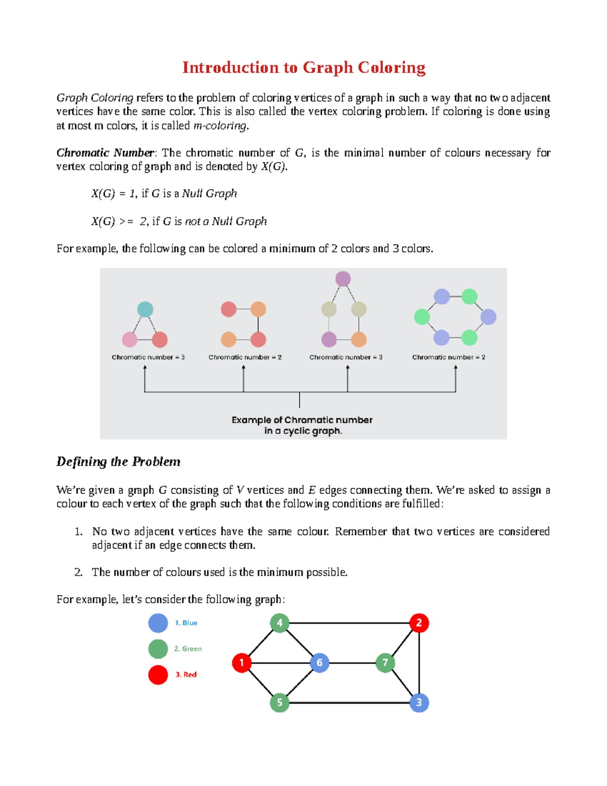 Graph-Coloring - Introduction to Graph Coloring Graph Coloring refers ...